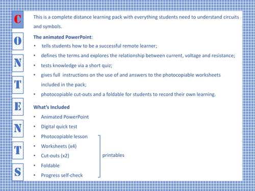 Current Electricity Circuits and Symbols Homeschool and Distance ...