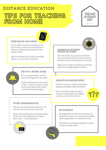 Tips for teaching from home | Distance Education | Printable ...