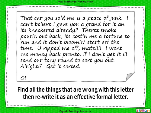 Writing a Formal Letter - Year 5 and 6 | Teaching Resources