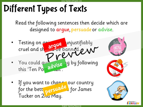 Texts to Argue, Persuade or Advise | Teaching Resources