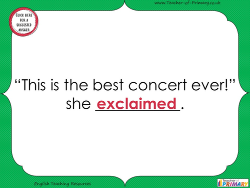 Words Instead of Said - KS2 | Teaching Resources