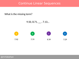 Continue Linear Sequences Diagnostic Questions | Teaching Resources