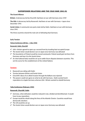 Complete notes on superpower relations and cold war (1941-91) - 25 ...
