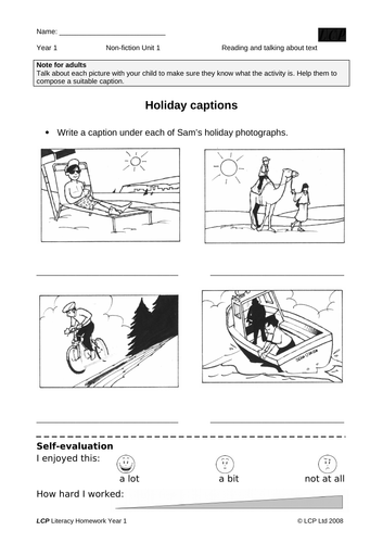 Year 1 Literacy/English Home Learning Pack includes Parental Guidance ...