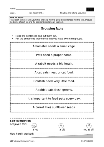 Year 1 Literacy/English Home Learning Pack includes Parental Guidance ...