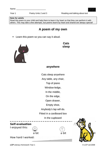 Year 1 Literacy/English Home Learning Pack includes Parental Guidance ...