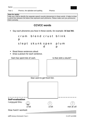 Year 1 Literacy/English Home Learning Pack includes Parental Guidance ...