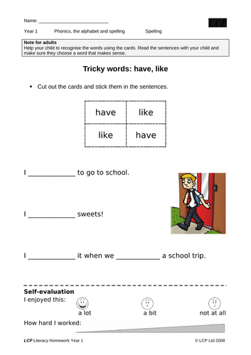 Year 1 Literacy/English Home Learning Pack includes Parental Guidance ...