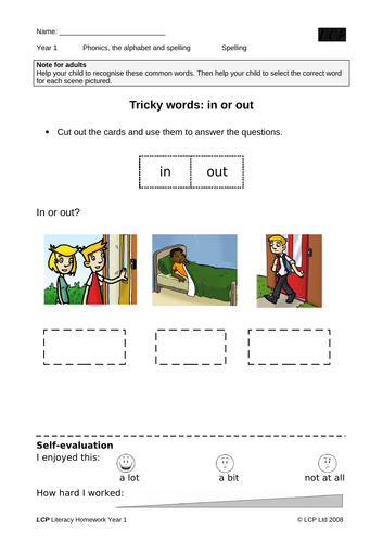 Year 1 Literacy/English Home Learning Pack includes Parental Guidance ...