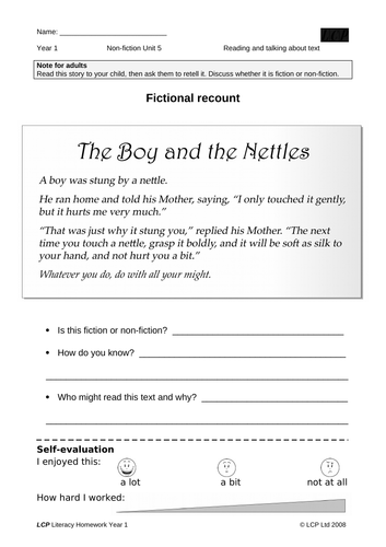 Year 1 Literacy/English Home Learning Pack includes Parental Guidance ...