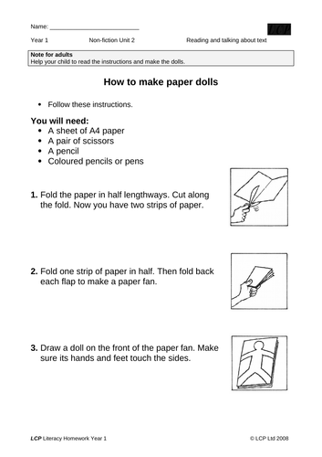 Year 1 Literacy/English Home Learning Pack includes Parental Guidance ...