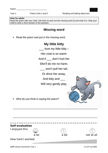 Year 1 Literacy/English Home Learning Pack includes Parental Guidance ...