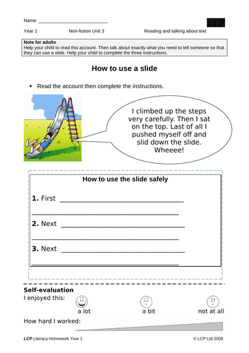 Year 1 Literacy/English Home Learning Pack includes Parental Guidance ...