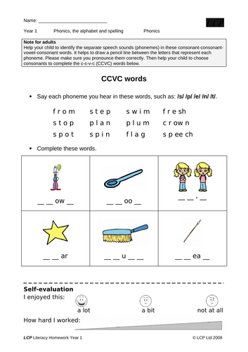Year 1 Literacy/English Home Learning Pack includes Parental Guidance ...
