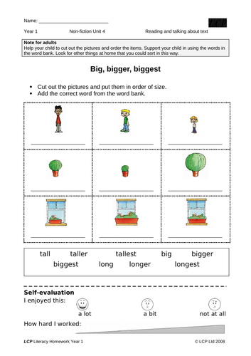 Year 1 Literacy/English Home Learning Pack includes Parental Guidance ...