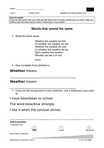 Year 2 Literacy/English Home Learning Pack (50 sheets) including ...