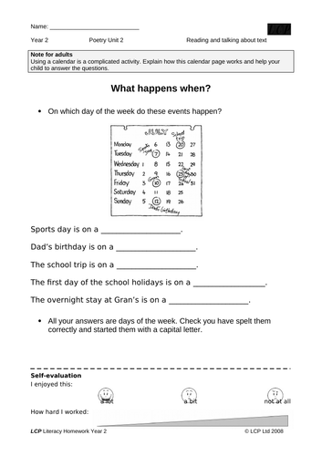 Year 2 Literacy/English Home Learning Pack (50 sheets) including ...