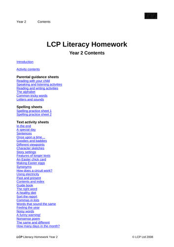 Year 2 Literacy/English Home Learning Pack (50 sheets) including ...