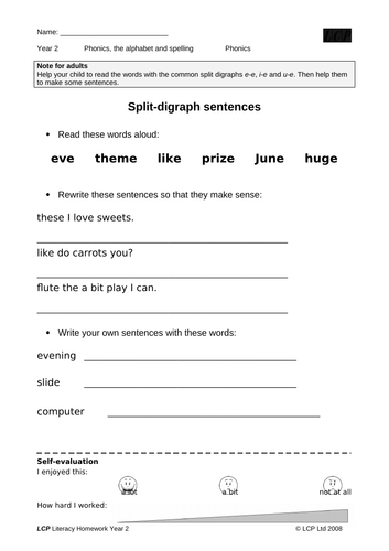 Year 2 Literacy/English Home Learning Pack (50 sheets) including ...