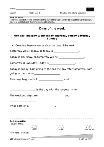 Year 2 Literacy/English Home Learning Pack (50 sheets) including ...