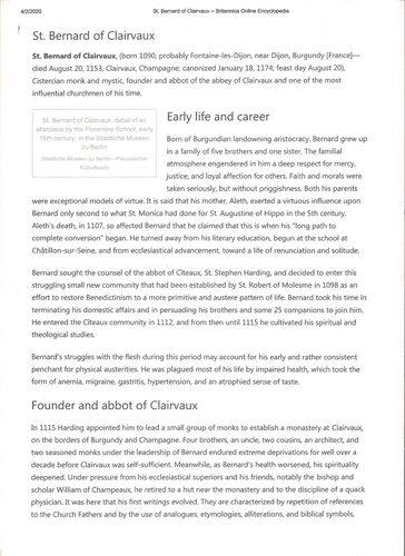 Saint Bernard (c 1090-1153) Feast Day 20th August | Teaching Resources