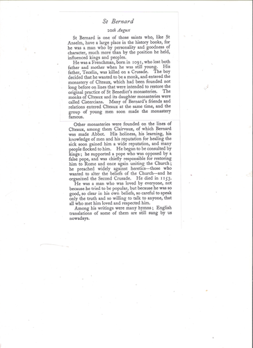 Saint Bernard (c 1090-1153) Feast Day 20th August | Teaching Resources