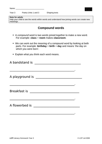 Year 3 English/Literacy Full Home Learning Pack (46 sheets) including ...