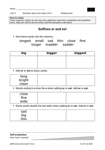 Year 3 English/Literacy Full Home Learning Pack (46 sheets) including ...