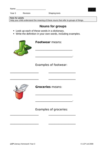 Year 3 English/Literacy Full Home Learning Pack (46 sheets) including ...