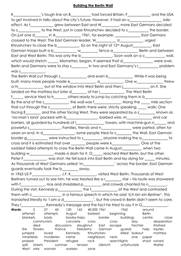 Building the Berlin Wall Cold War Word Gap | Teaching Resources