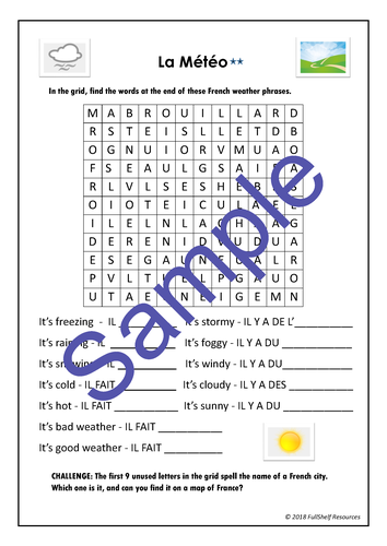 French Weather Worksheets (La Meteo) | Teaching Resources