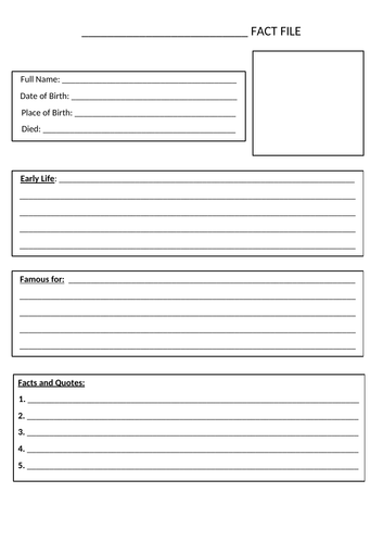 Historical Figure Fact File Template | Teaching Resources Historical Figure Fact File Template | Teaching Resources
