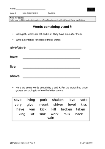 Year 4 English/ Literacy Home Learning Pack (48 sheets) including ...