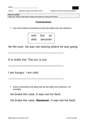Year 4 English/ Literacy Home Learning Pack (48 sheets) including ...