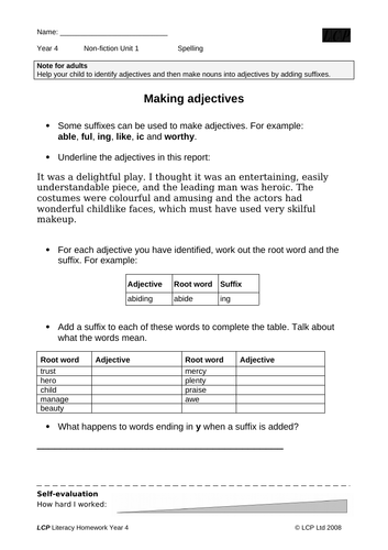 Year 4 English/ Literacy Home Learning Pack (48 sheets) including ...