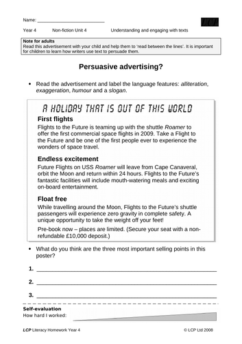 Year 4 English/ Literacy Home Learning Pack (48 sheets) including ...