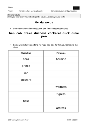 Year 4 English/ Literacy Home Learning Pack (48 sheets) including ...