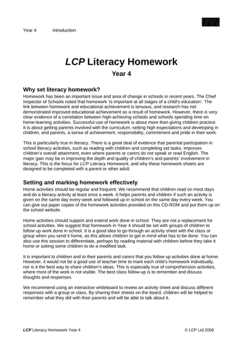 Year 4 English/ Literacy Home Learning Pack (48 sheets) including ...