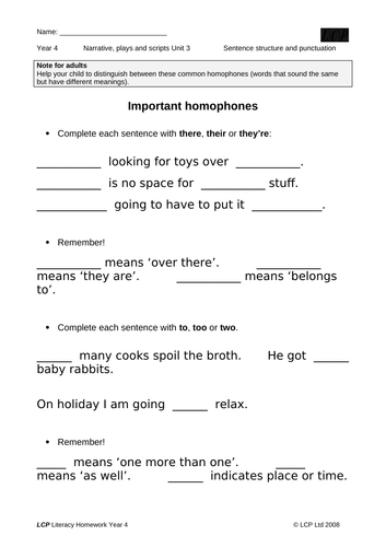 Year 4 English/ Literacy Home Learning Pack (48 sheets) including ...