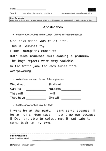 Year 4 English/ Literacy Home Learning Pack (48 sheets) including ...