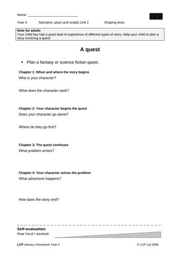 Year 4 English/ Literacy Home Learning Pack (48 sheets) including ...