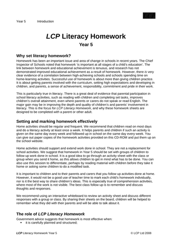 Year 5 English/Literacy Home Learning Pack (44 sheets) includes ...