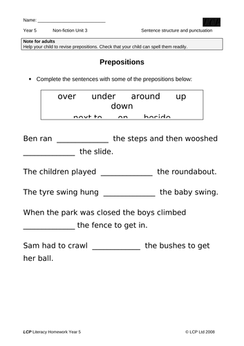 Year 5 English/Literacy Home Learning Pack (44 sheets) includes ...