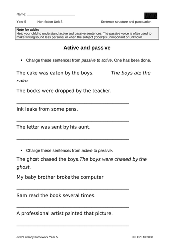 Year 5 English/Literacy Home Learning Pack (44 sheets) includes ...