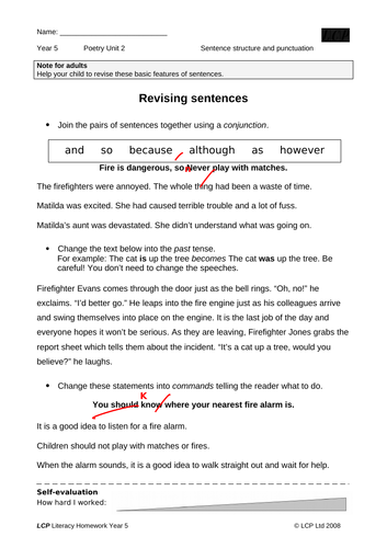 Year 5 English/Literacy Home Learning Pack (44 sheets) includes ...