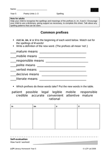 Year 5 English/Literacy Home Learning Pack (44 sheets) includes ...