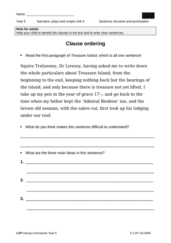 Year 5 English/Literacy Home Learning Pack (44 sheets) includes ...