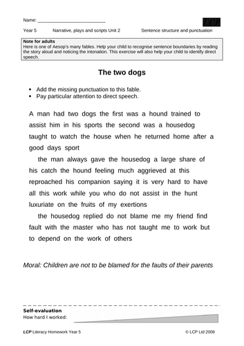 Year 5 English/Literacy Home Learning Pack (44 sheets) includes ...