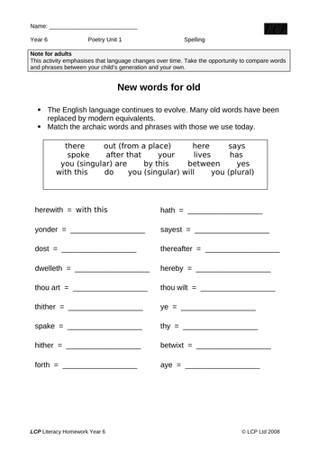 Year 6 English/Literacy Home Learning Pack (46 sheets) including ...