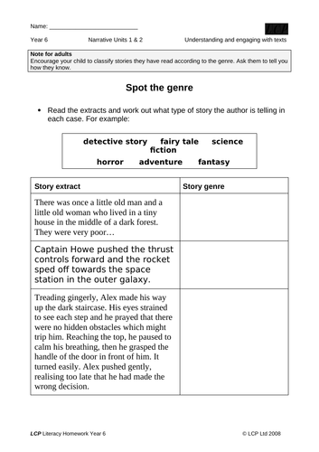 Year 6 English/Literacy Home Learning Pack (46 sheets) including ...